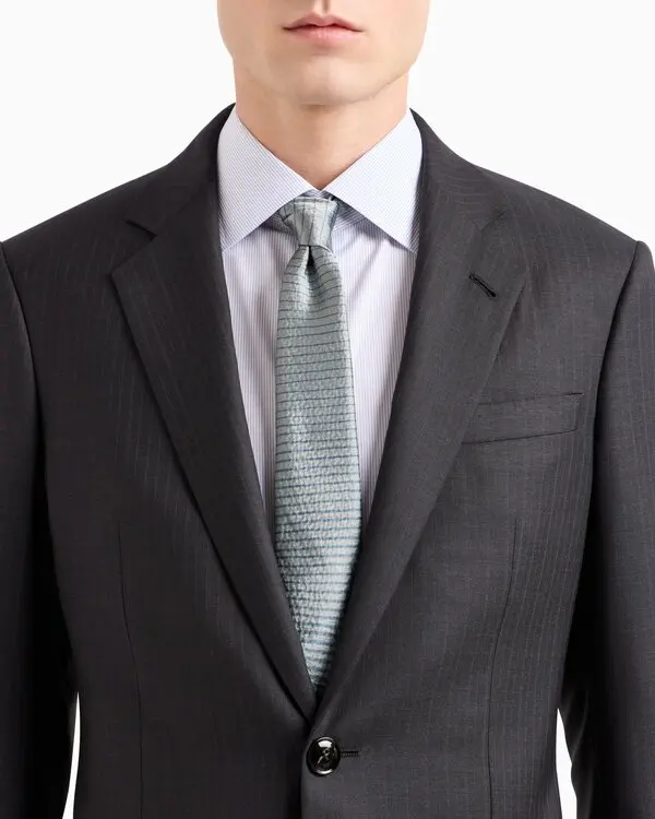 Giorgio Armani Manhattan Line Pinstriped Virgin-wool Single-breasted Suit - Grey
