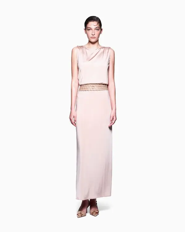Giorgio Armani Shiny Viscose Jersey Long Dress - Pink | Editorialist