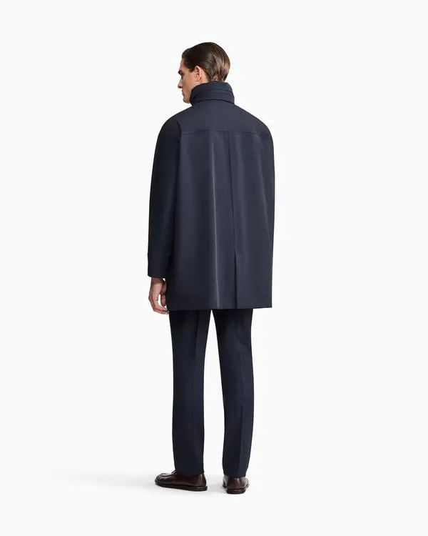 Giorgio Armani Stretch Nylon Pea Coat - Navy Blue