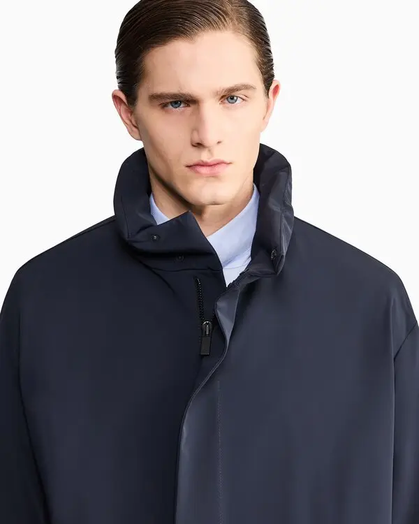 Giorgio Armani Stretch Nylon Pea Coat - Navy Blue