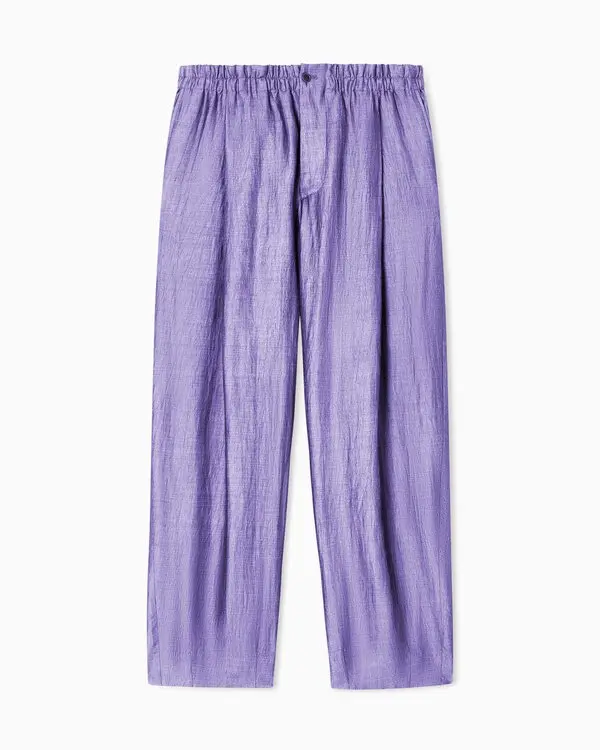 Giorgio Armani Single-pleat Linen Trousers - Purple