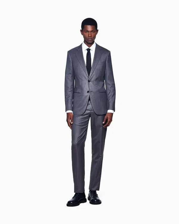 Giorgio Armani Single-Breasted Soho Line Suit In MéLange Micro