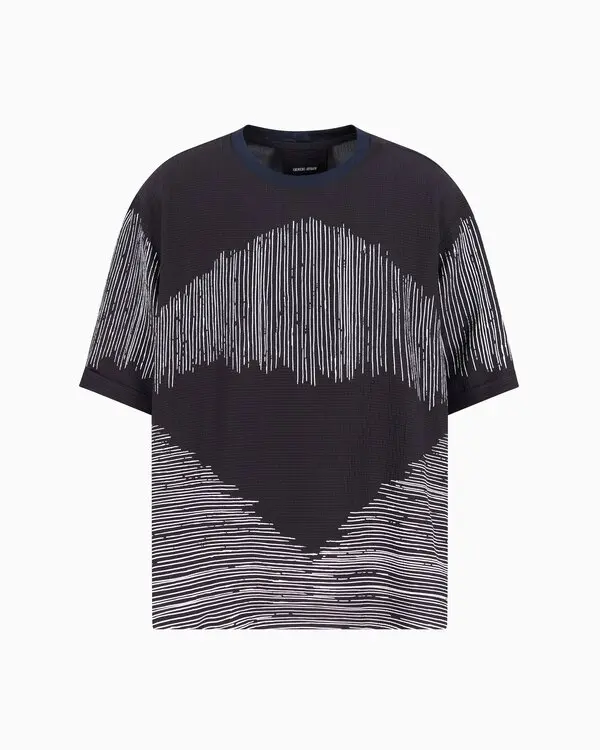 Giorgio Armani Printed Seersucker Viscose And Silk T-shirt Shirt