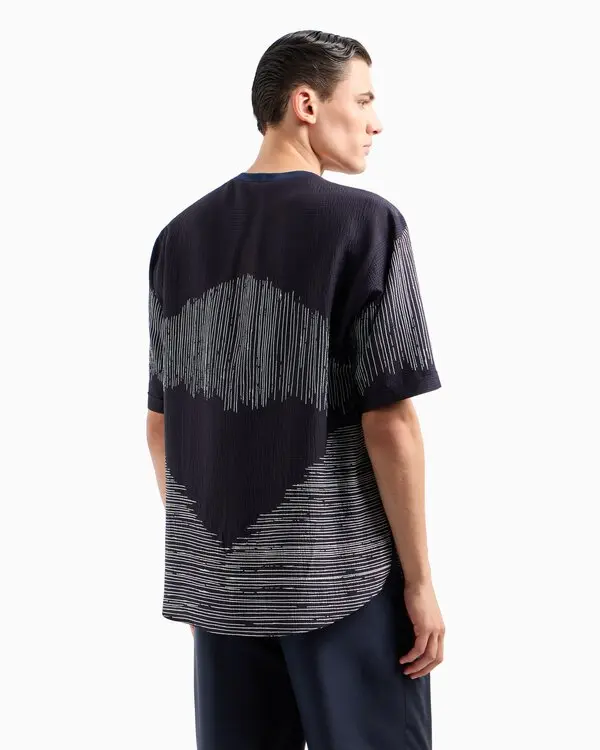 Giorgio Armani Printed Seersucker Viscose And Silk T-shirt Shirt