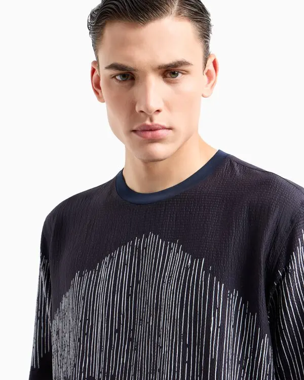 Giorgio Armani Printed Seersucker Viscose And Silk T-shirt Shirt