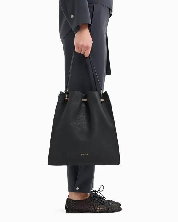 Giorgio Armani Medium Shopper Bag In Pebbled Leather