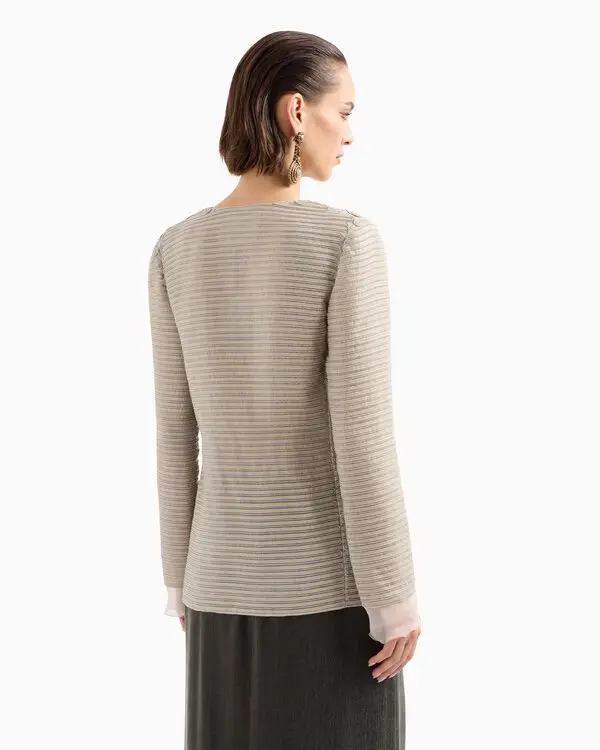 Giorgio Armani Single-breasted Jacket In Silk Chiffon With Embroidered Suede Webbing