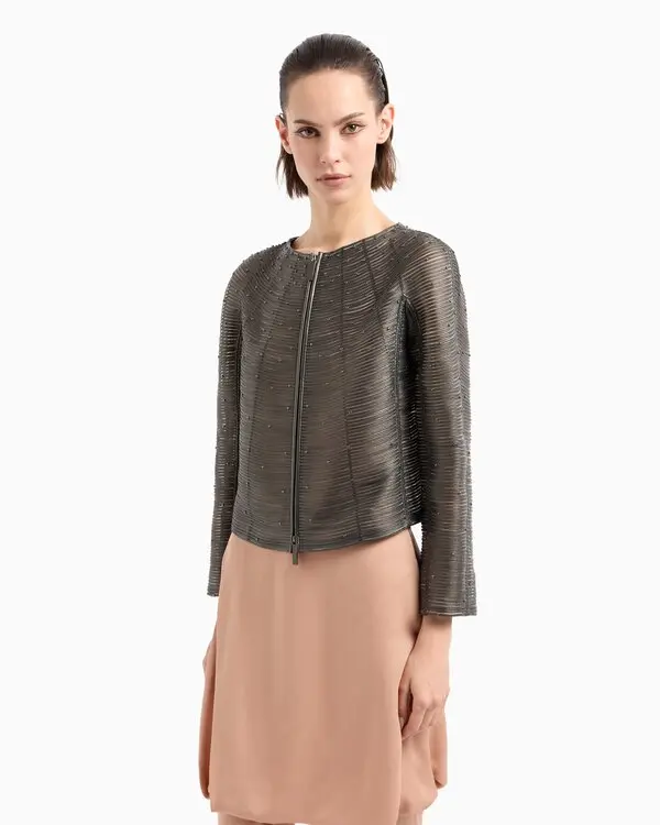 Giorgio Armani Pearlised Nappa Leather Jacket With Studs