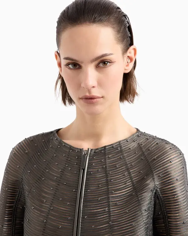 Giorgio Armani Pearlised Nappa Leather Jacket With Studs