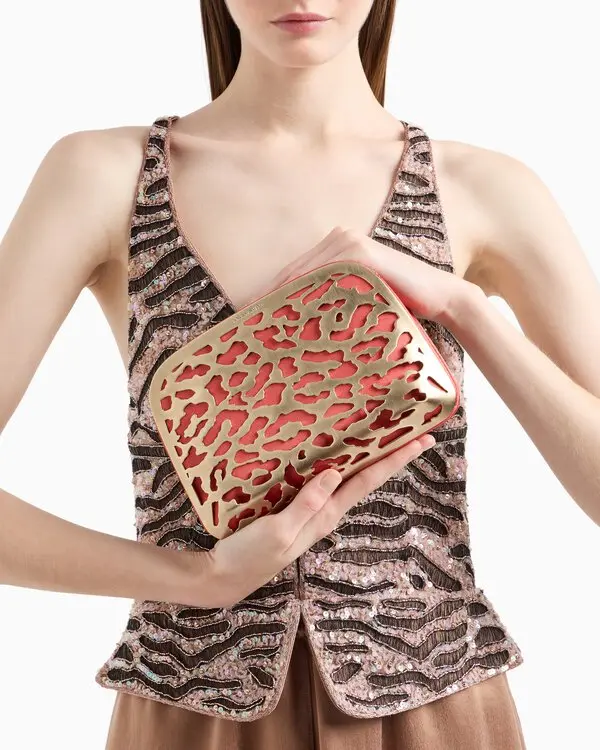 Giorgio Armani La Prima Satin And Metal Clutch - Orange