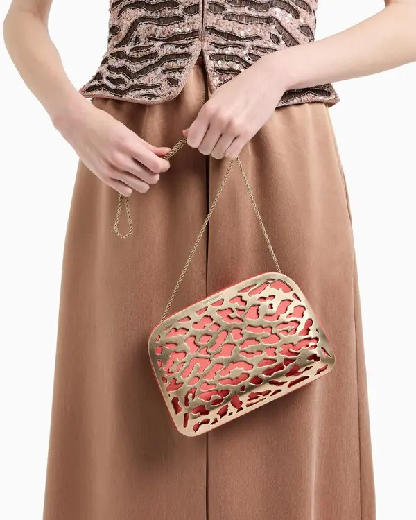 Giorgio Armani La Prima Satin And Metal Clutch - Orange