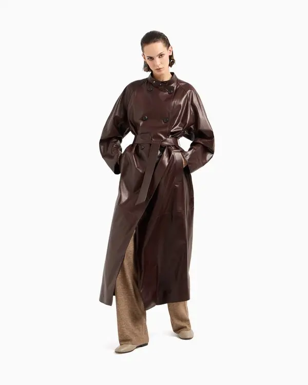 ジャケット・アウター 2000s ARMANI leather trench coat Nappa-lambskin, double-breasted trench coat with belt | Emporio Armani