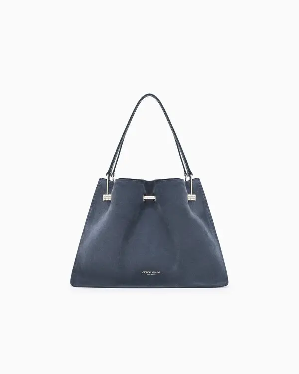 Giorgio Armani Small Suede Shopper - Grey