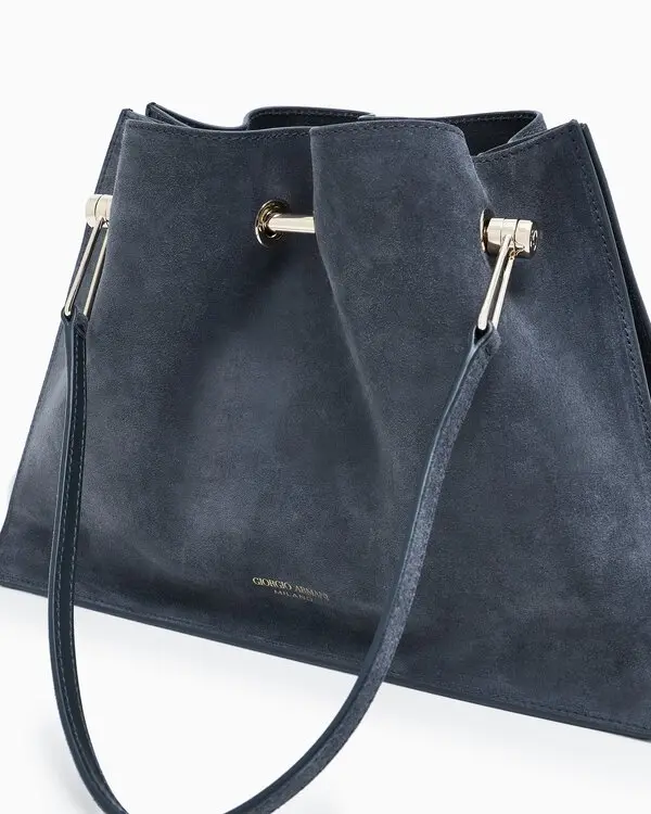 Giorgio Armani Small Suede Shopper - Grey