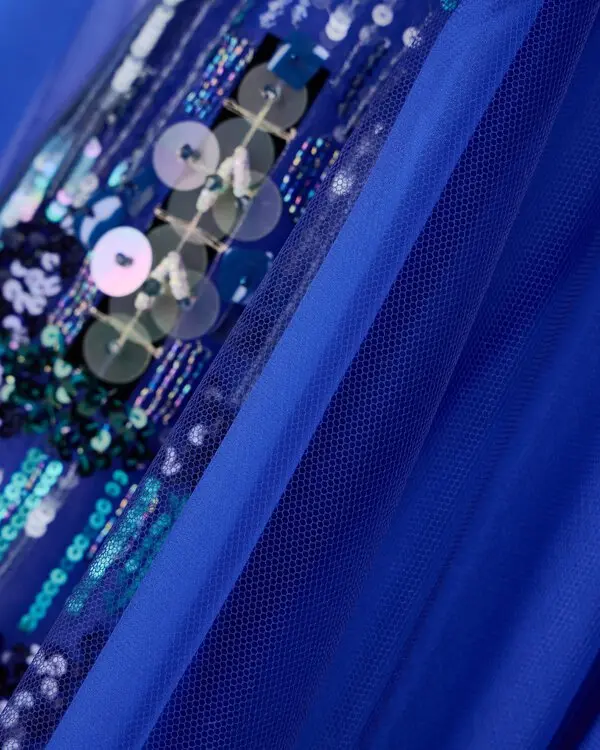Giorgio Armani Embroidered Tulle Cape - Blue