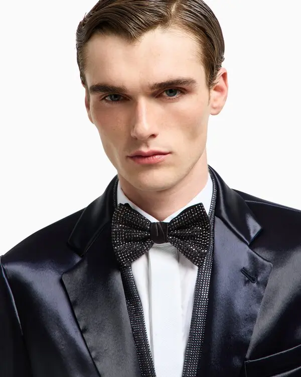 Giorgio Armani Soho Line Silk-blend Rhinestone Tuxedo Jacket - Navy_blue