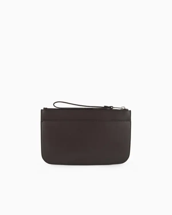 Giorgio Armani Nappa Leather Zip Clutch - Black