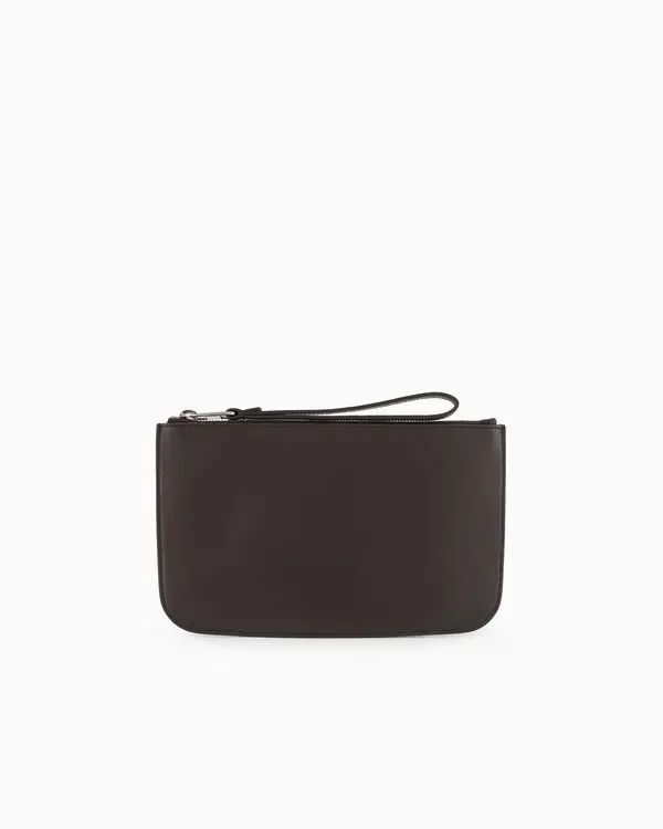 Giorgio Armani Nappa Leather Zip Clutch - Black