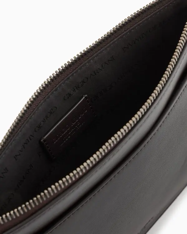 Giorgio Armani Nappa Leather Zip Clutch - Black