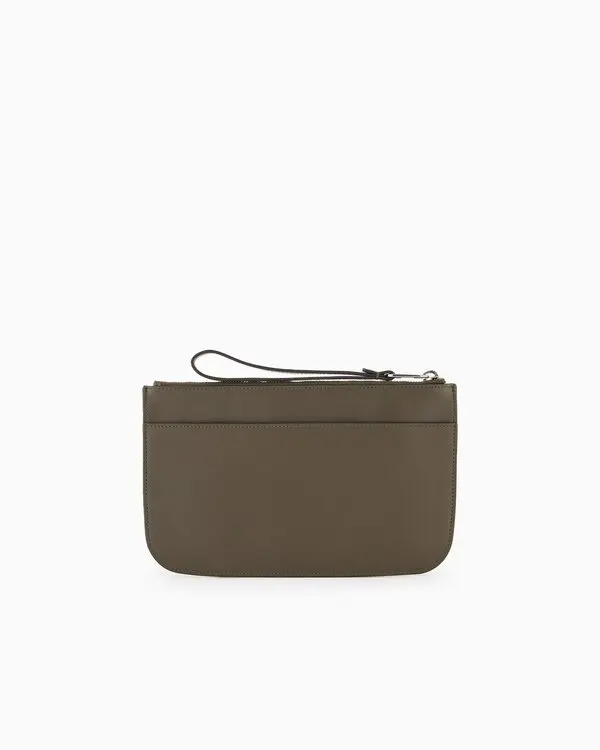 Giorgio Armani Nappa Leather Zip Clutch - Green