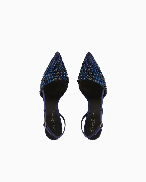 Giorgio Armani Satin, Mesh And Rhinestone Slingbacks - Two_tone