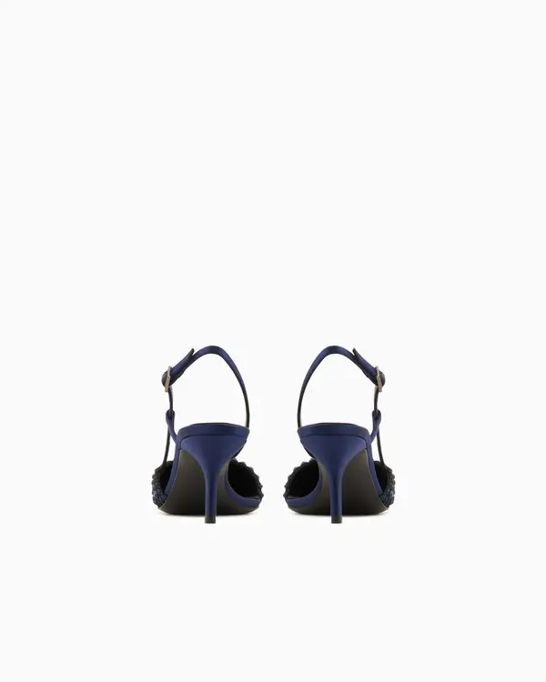 Giorgio Armani Satin, Mesh And Rhinestone Slingbacks - Two_tone