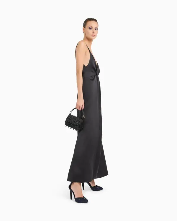 armani silk fabric dress Giorgio Armani Draped Silk Midi Dress