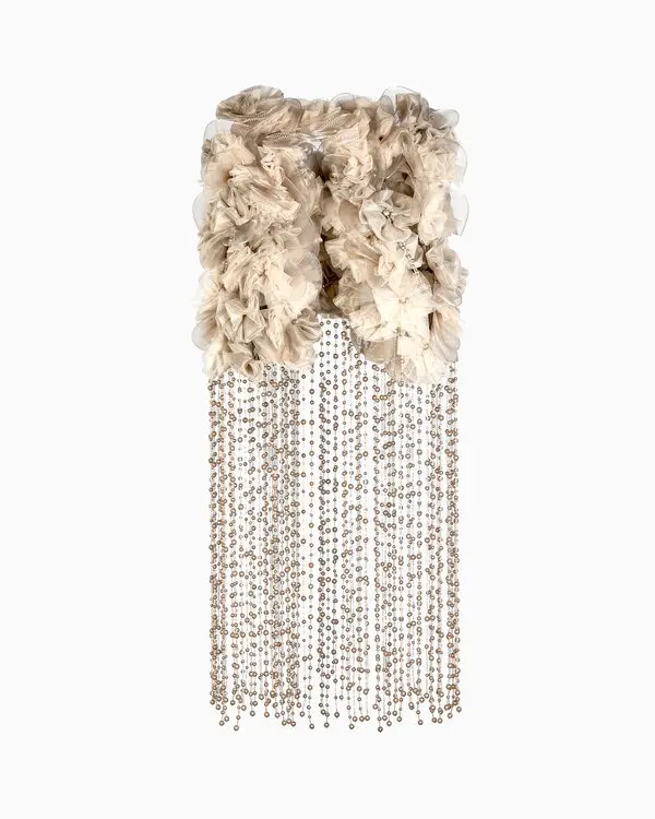 Giorgio Armani Crinoline And Tulle Cape With Fringe - Pink