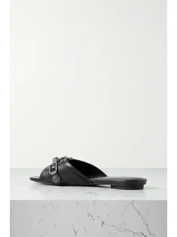 Balenciaga Cagole Embellished Textured-leather Sandals