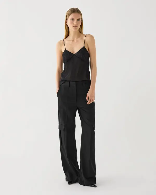 Veronica De Piante Etta Grain De Poudre Wool Trousers - Black