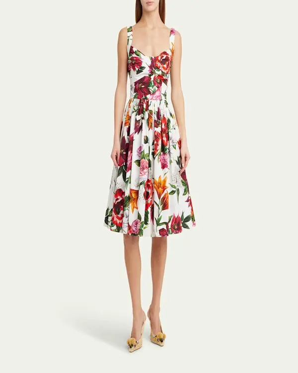 Dolce & Gabbana Floral Poplin Fit-&-flare Dress