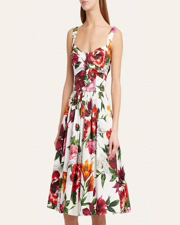 Dolce & Gabbana Floral Poplin Fit-&-flare Dress
