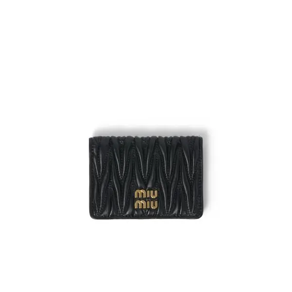 Miu Miu Matelassé Nappa Leather Card Holder - Black