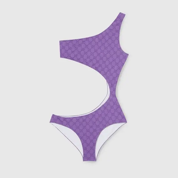 Gucci Printed Gg Stretch Jersey Swimsuit - Purple