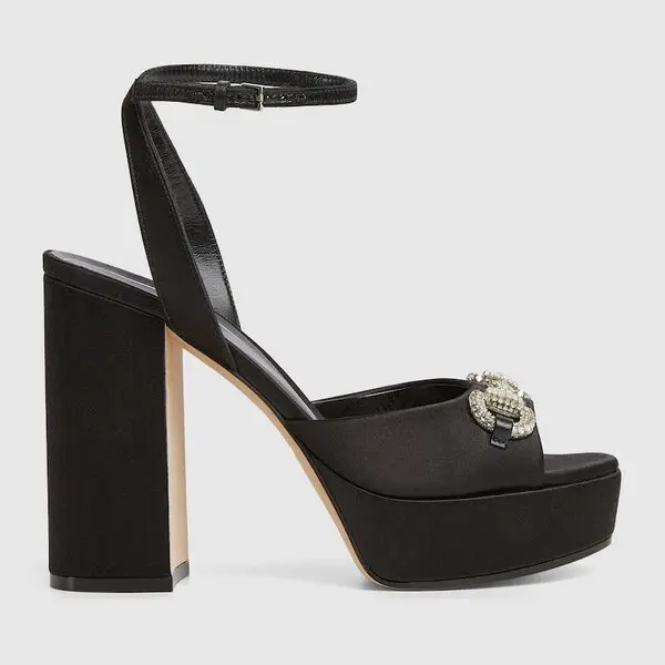 Gucci Platform Sandal With Crystal Horsebit