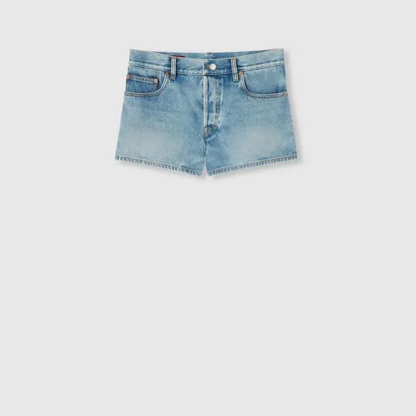 Gucci Stonewashed Denim Shorts - Blue