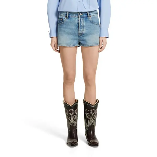 Gucci Stonewashed Denim Shorts - Blue