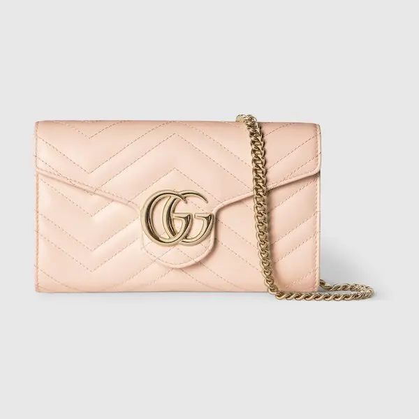 Gucci Gg Marmont Wallet On Chain Leather - Pink