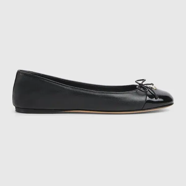 Gucci Leather Ballet Flat With Double G