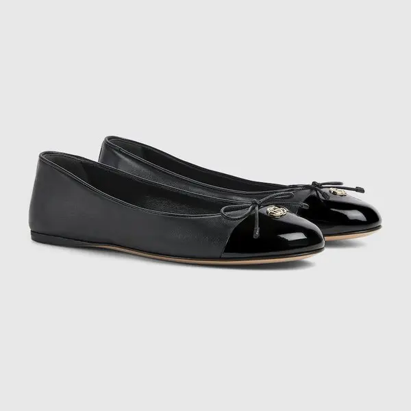 Gucci Leather Ballet Flat With Double G