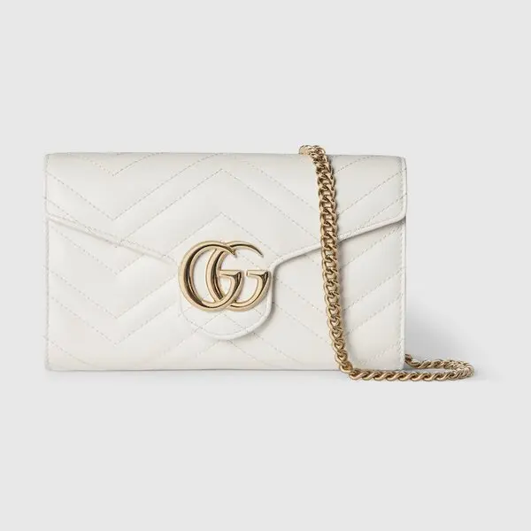 Gucci Gg Marmont Wallet On Chain Leather - White