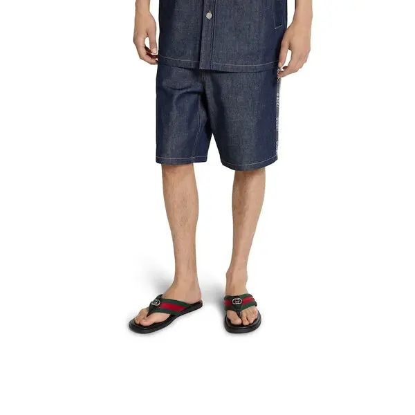 Gucci Thong Sandal With Interlocking G Fabric - Black