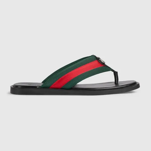 Gucci Thong Sandal With Interlocking G Fabric - Black