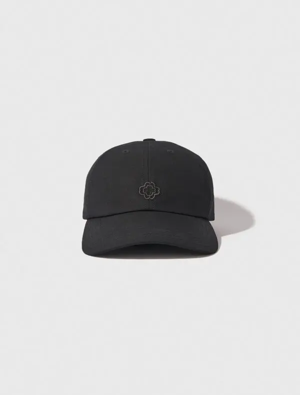 Maje Cotton Cap With Leather Strap - Black