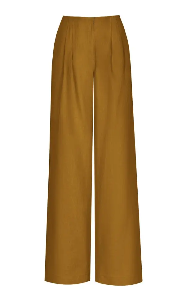 ANDRES OTALORA Mucho Mucho Linen Wide-leg Pants - Lime Green