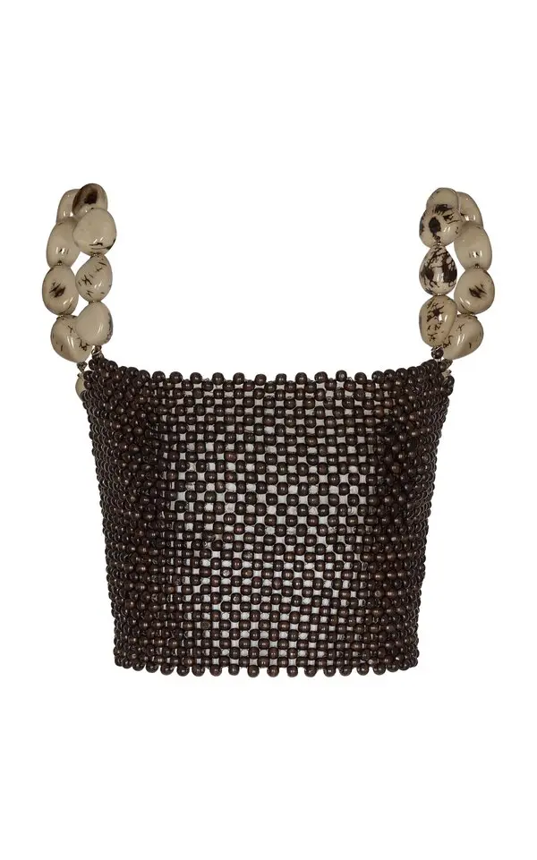 ANDRES OTALORA Caña Brava Hand-beaded Top - Brown