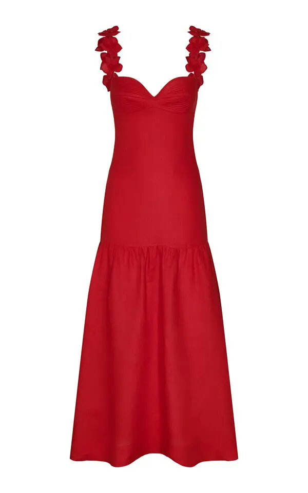 ANDRES OTALORA Ser Arte Linen Maxi Dress - Red