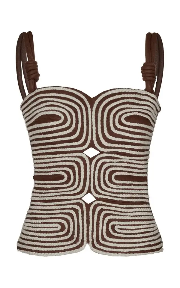 ANDRES OTALORA Marea Embroidered Linen Top