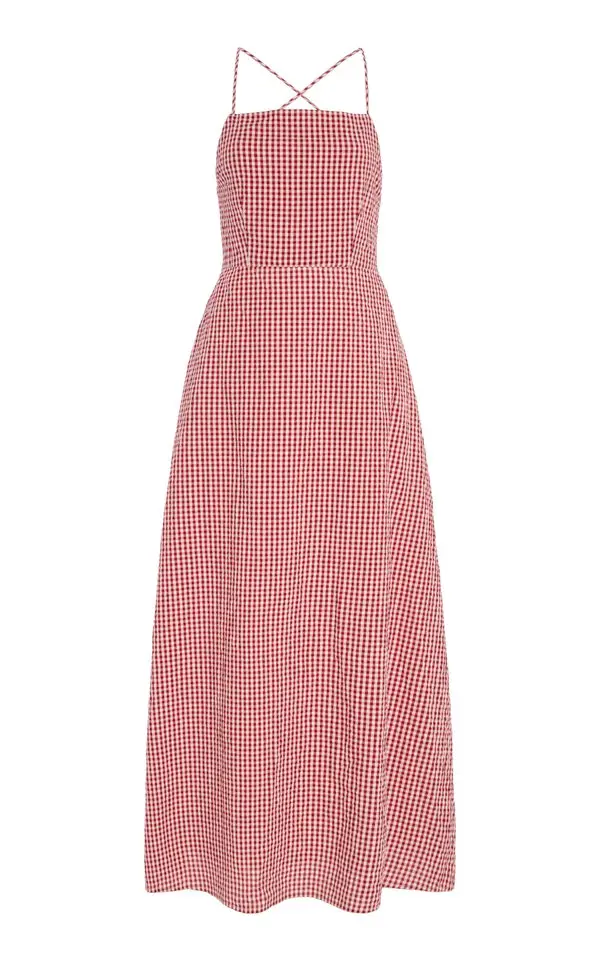 Posse Lori Tie-back Cotton Maxi Dress - Red