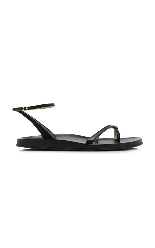 THE ROW Hugh Leather Sandals - Black